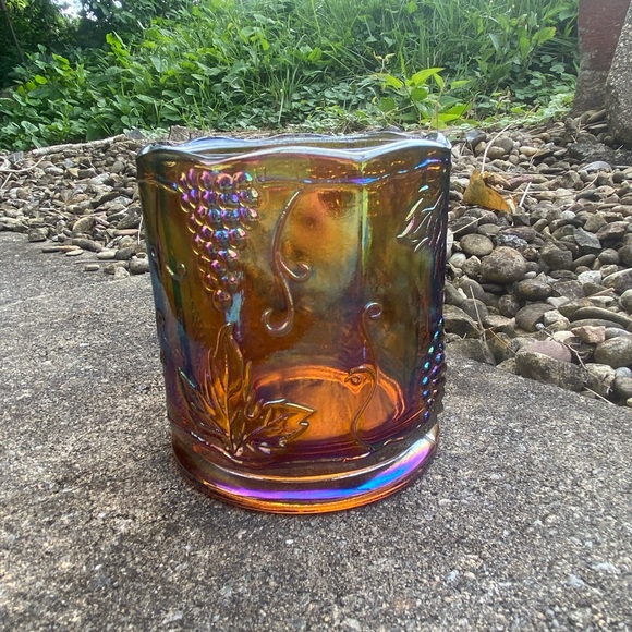 Indiana Glass | Other | Vintage Harvest Amber Grape Vine Carnival Glass ...